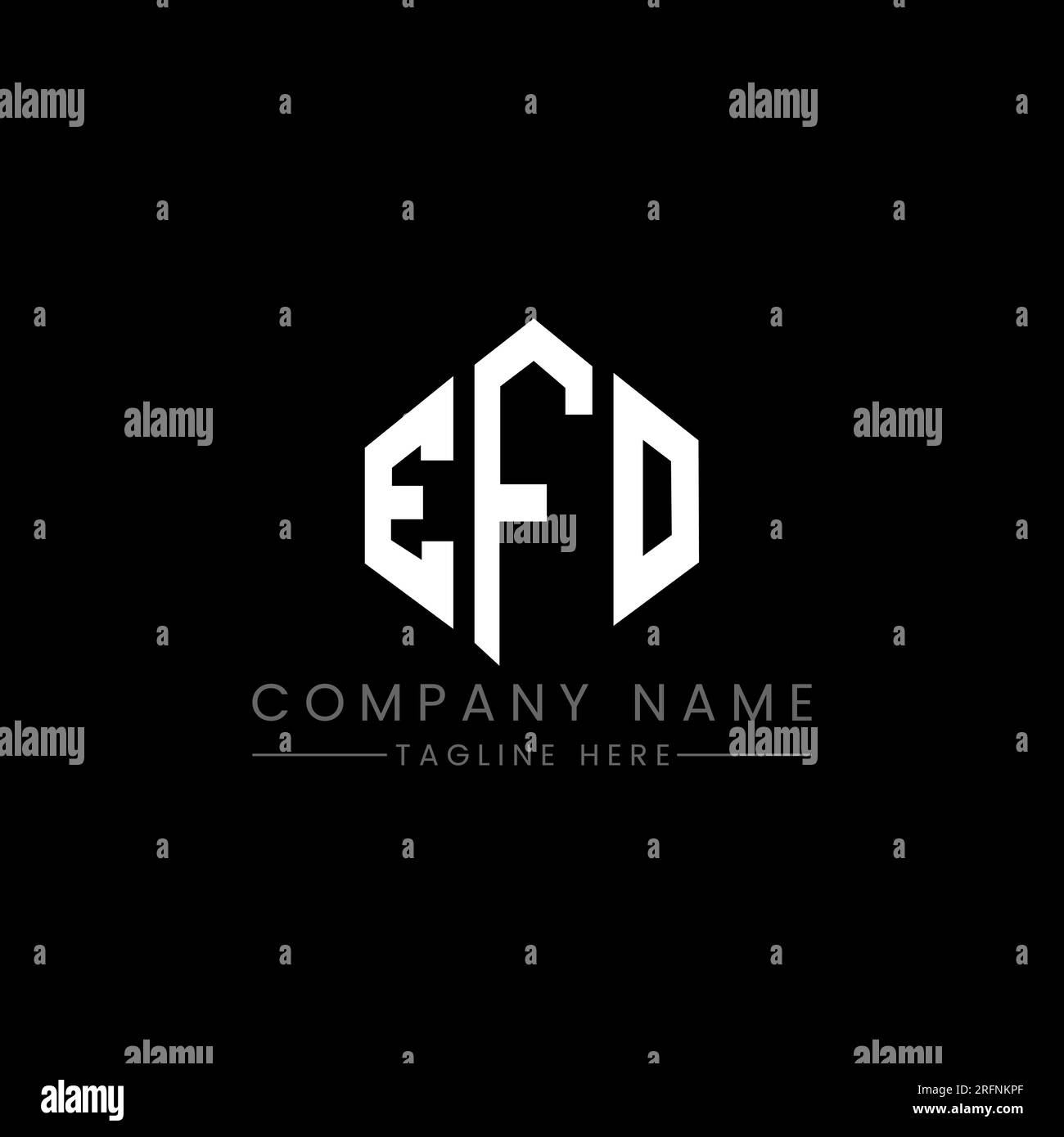 Logo de lettre EFO avec forme de polygone. Logo en forme de polygone et de cube EFO. Modèle de ...