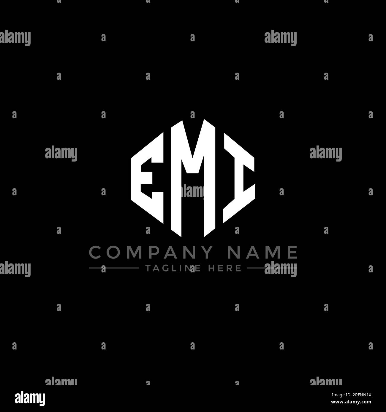 Logo de lettre EMI avec forme de polygone. Logo en forme de polygone et ...