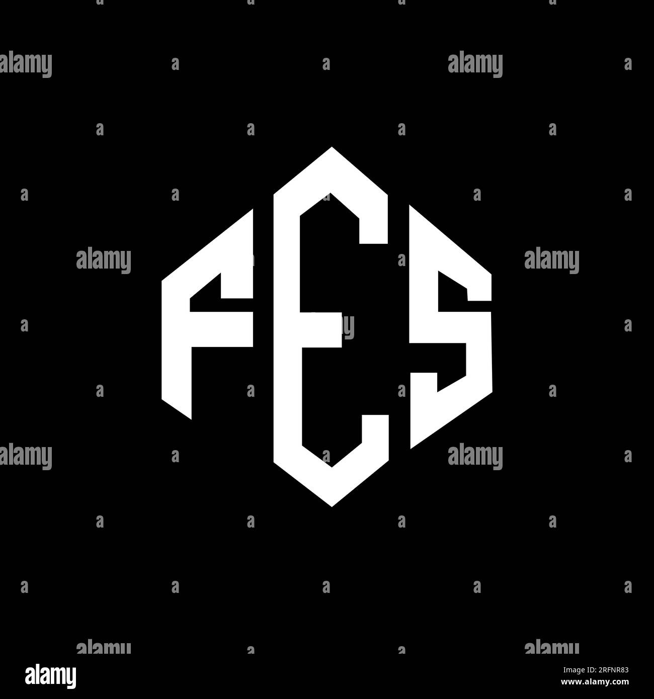 Logo de lettre FES avec forme de polygone. Logo en forme de polygone et ...