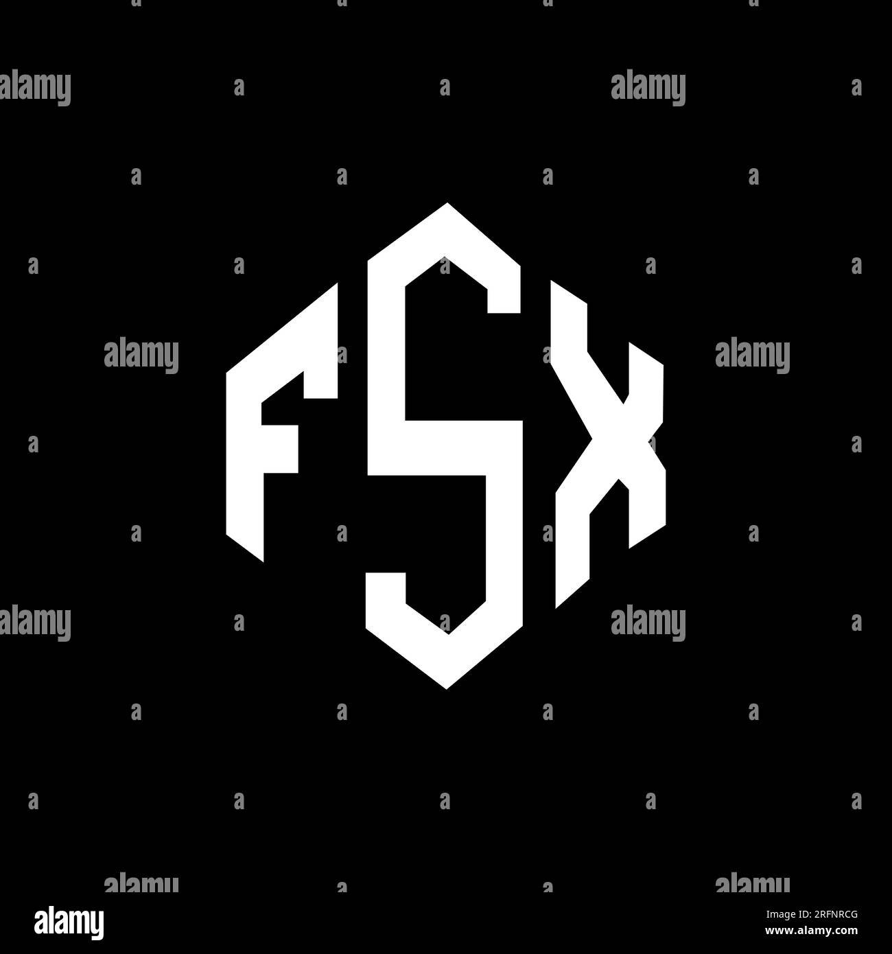 Logo de lettre FSX avec forme de polygone. Logo en forme de polygone et de cube FSX. Modèle de ...