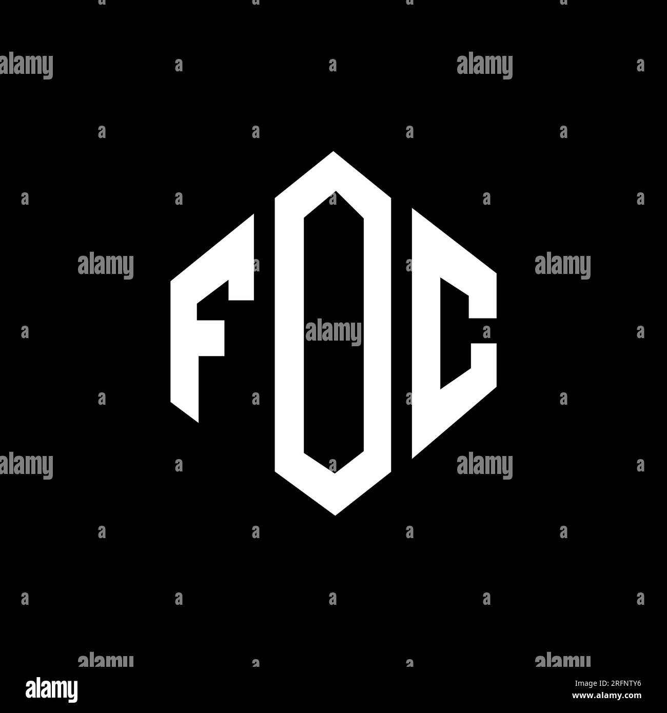 Logo de lettre FOC avec forme de polygone. Conception de logo en forme ...