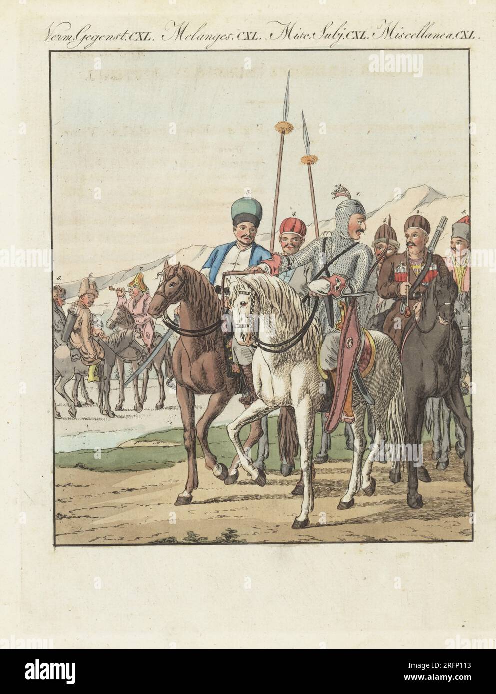 Cheval léger russe irrégulier. prince circassien en armure de maille 1, Circassien commune 2 ...