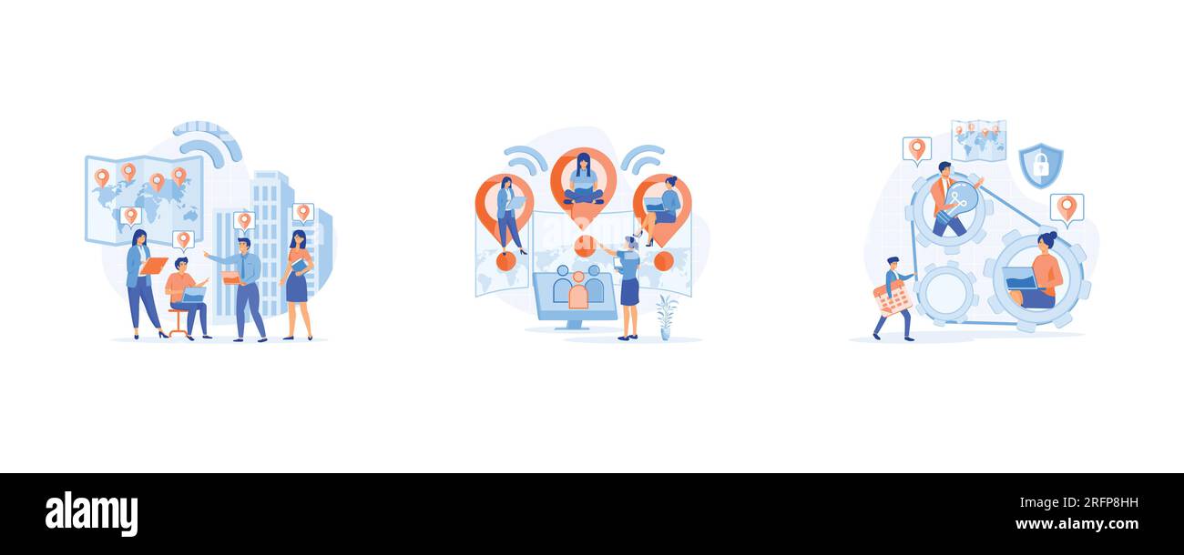 Concept d'entreprise d'externalisation. Société avec gestion à distance ...