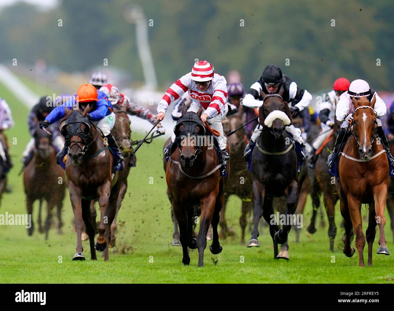 Aberama Gold monté par le jockey Andrea Atzeni (au centre) sur leur ...