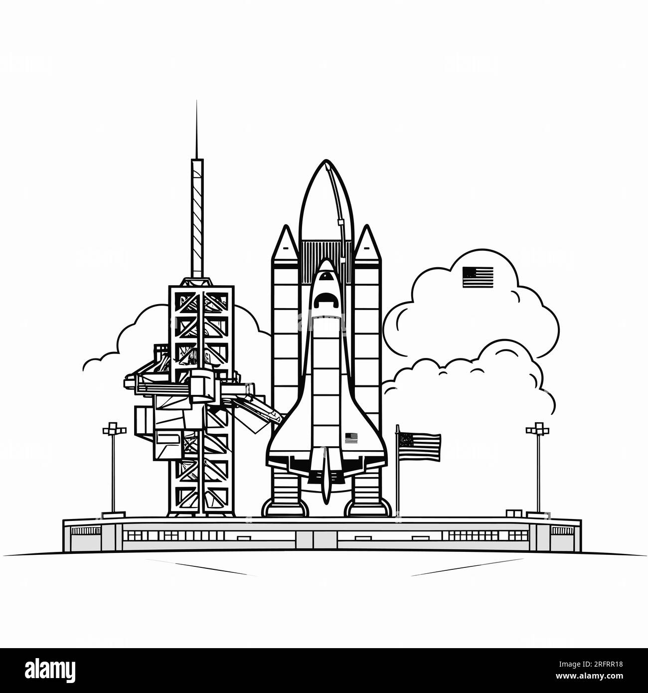 Kennedy Space Center illustration dessinée à la main. Kennedy Space ...