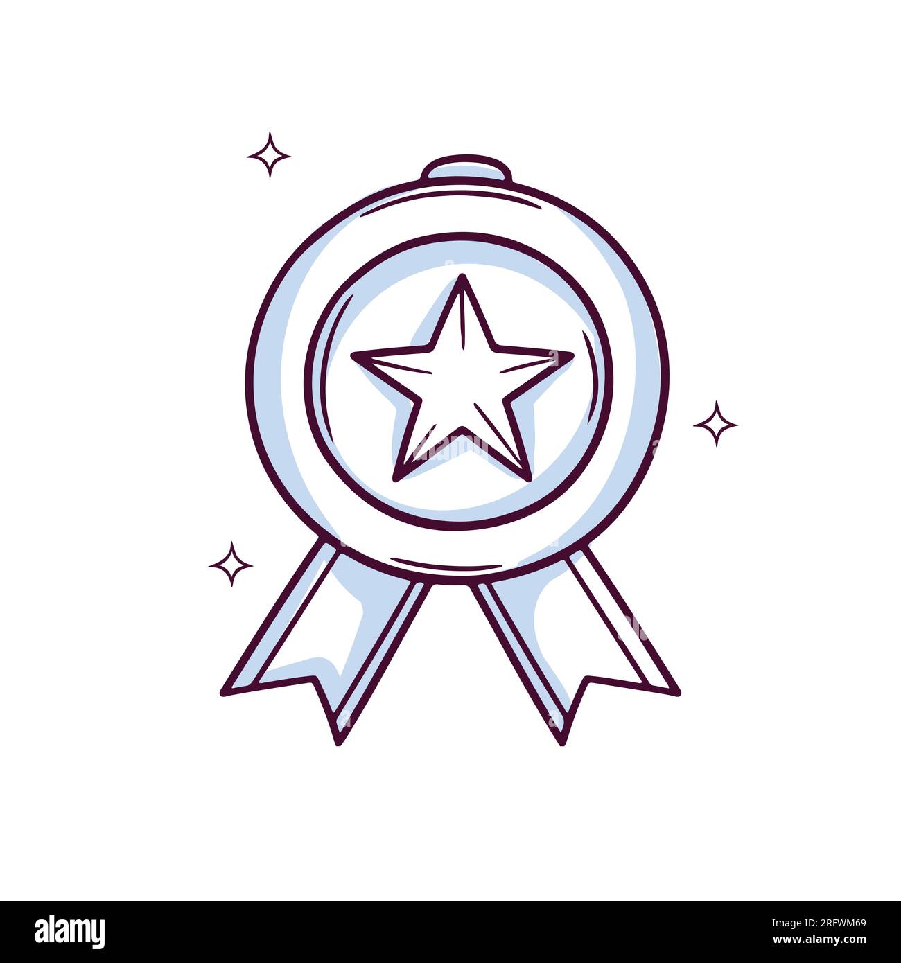 Icône de médaille dessinée à la main. médaille gagnante. Dessin Doodle ...