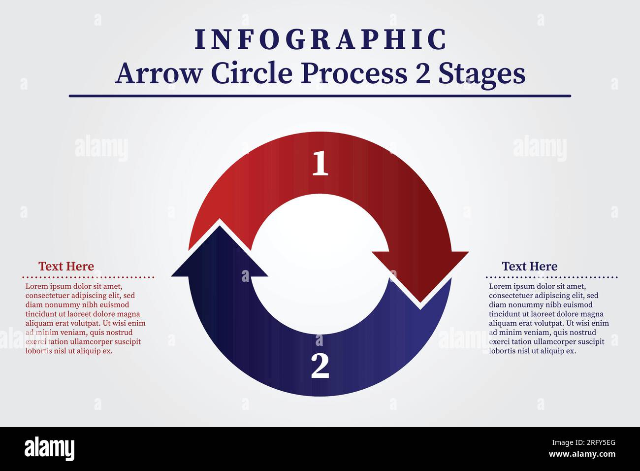 Infographie de cercle vectoriel. Concept d'entreprise avec 2 options de ...