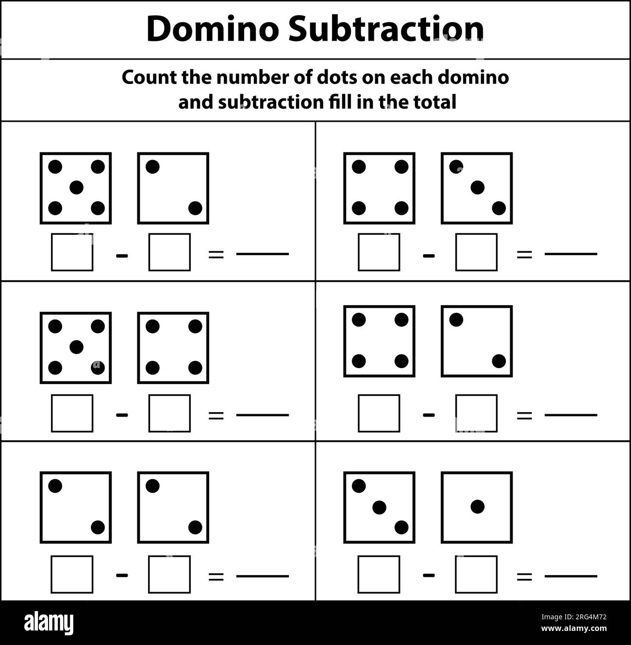 La soustraction Domino compte le nombre de points que chaque domino ...