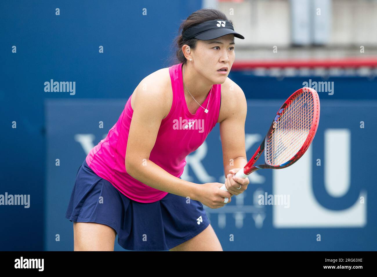 07 août 2023 : Lin Zhu (CHN) attend son service lors du match de premier tour de l’Open de la ...