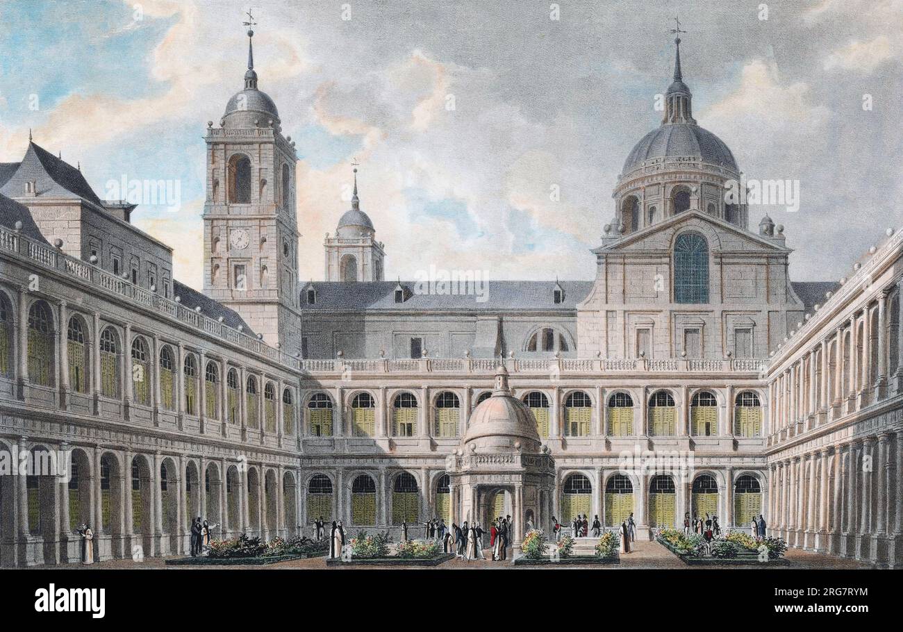 Le patio de los Evangelistas dans le monastère royal de San Lorenzo de ...