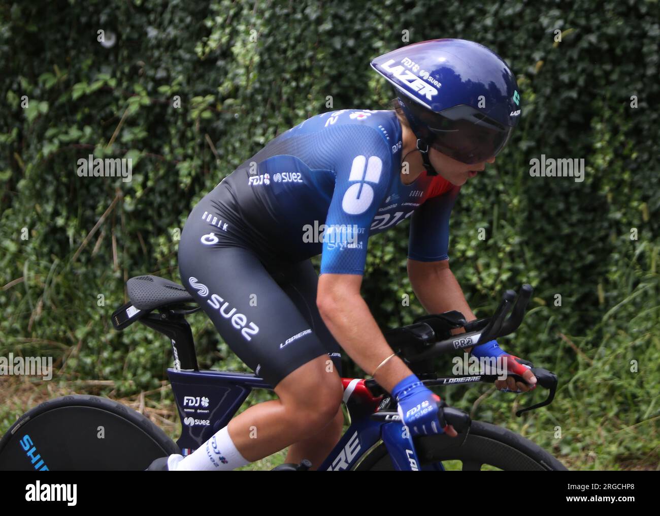 WIEL Jade de FDJ - SUEZ lors du Tour de France femmes avec Zwift, étape 8, contre-la-montre, Pau ...