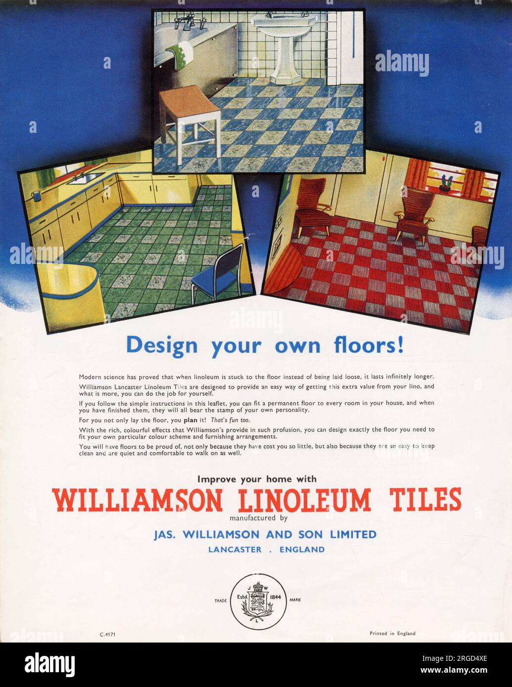 Concevez vos propres sols ! Avec des carreaux de linoléum de Williamson ...
