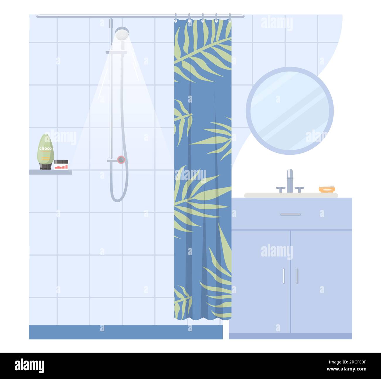 Cabine de douche dans l'illustration vectorielle de salle de bains à la ...