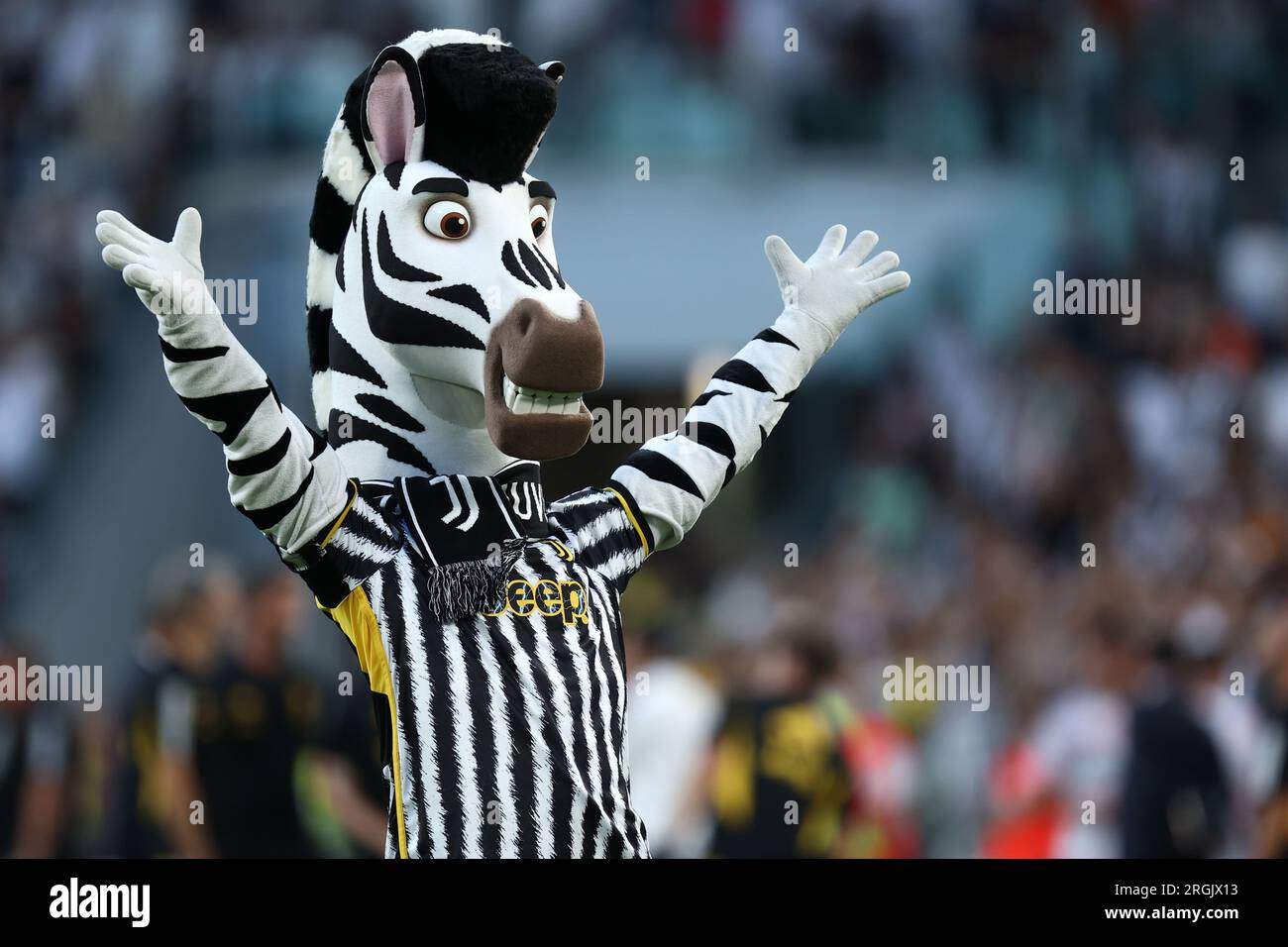 Torino, Italie. 09 août 2023. Jay mascotte de Juventus FC gestes lors ...