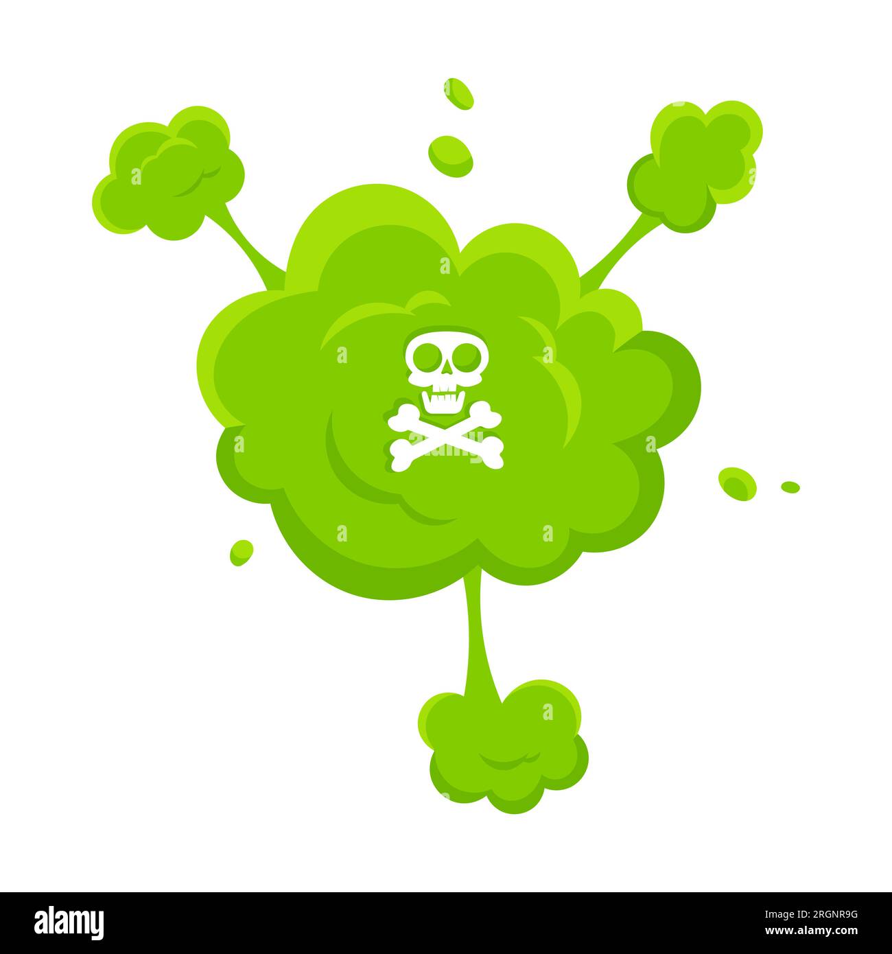 Fumée de dessin animé verte odorante ou nuages de fart dessin de style ...
