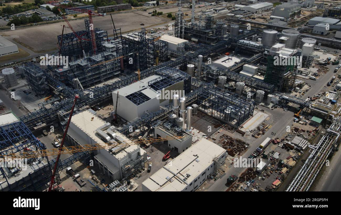 Leuna, Allemagne. 13 juillet 2023. Une vue aérienne montre le chantier ...