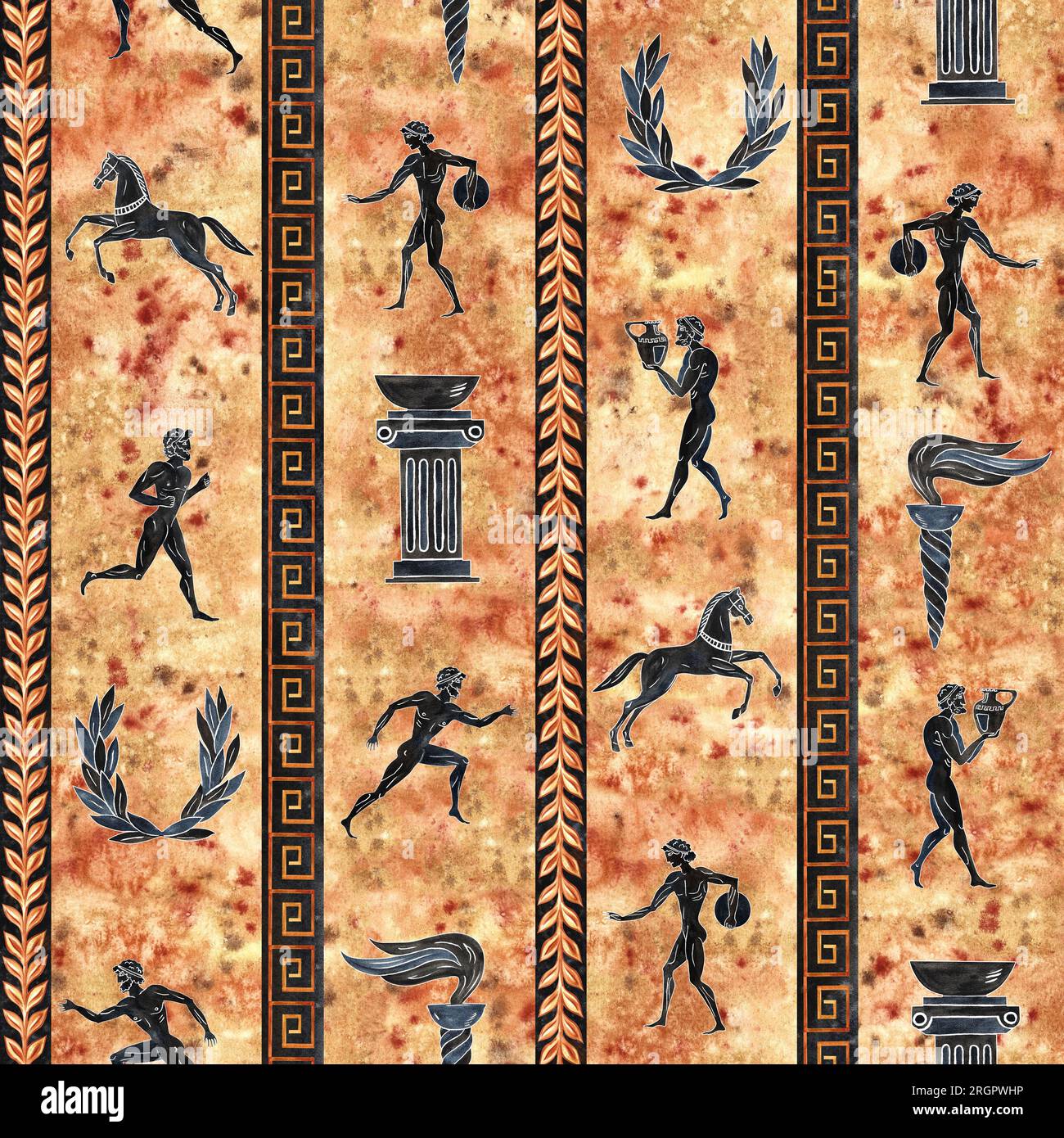Greek vase seamless pattern Banque de photographies et d’images à haute ...