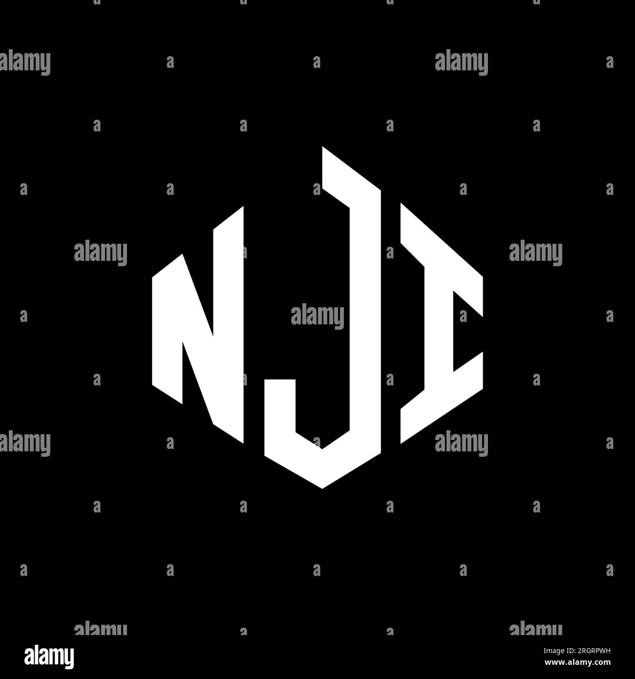 Logo de lettre NJI avec forme de polygone. Logo en forme de polygone et ...