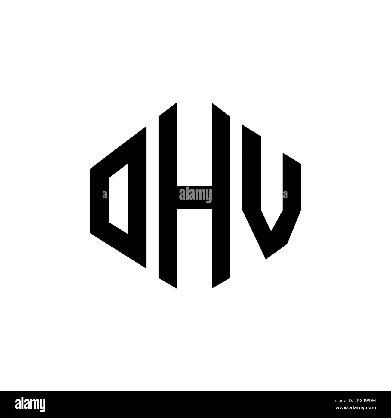 Logo de lettre OHV avec forme de polygone. Logo en forme de polygone et ...