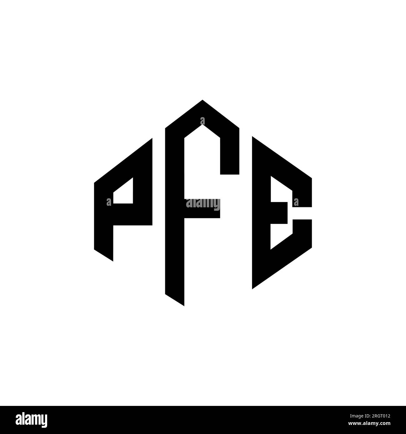 Logo de lettre PFE avec forme de polygone. Logo en forme de polygone et ...