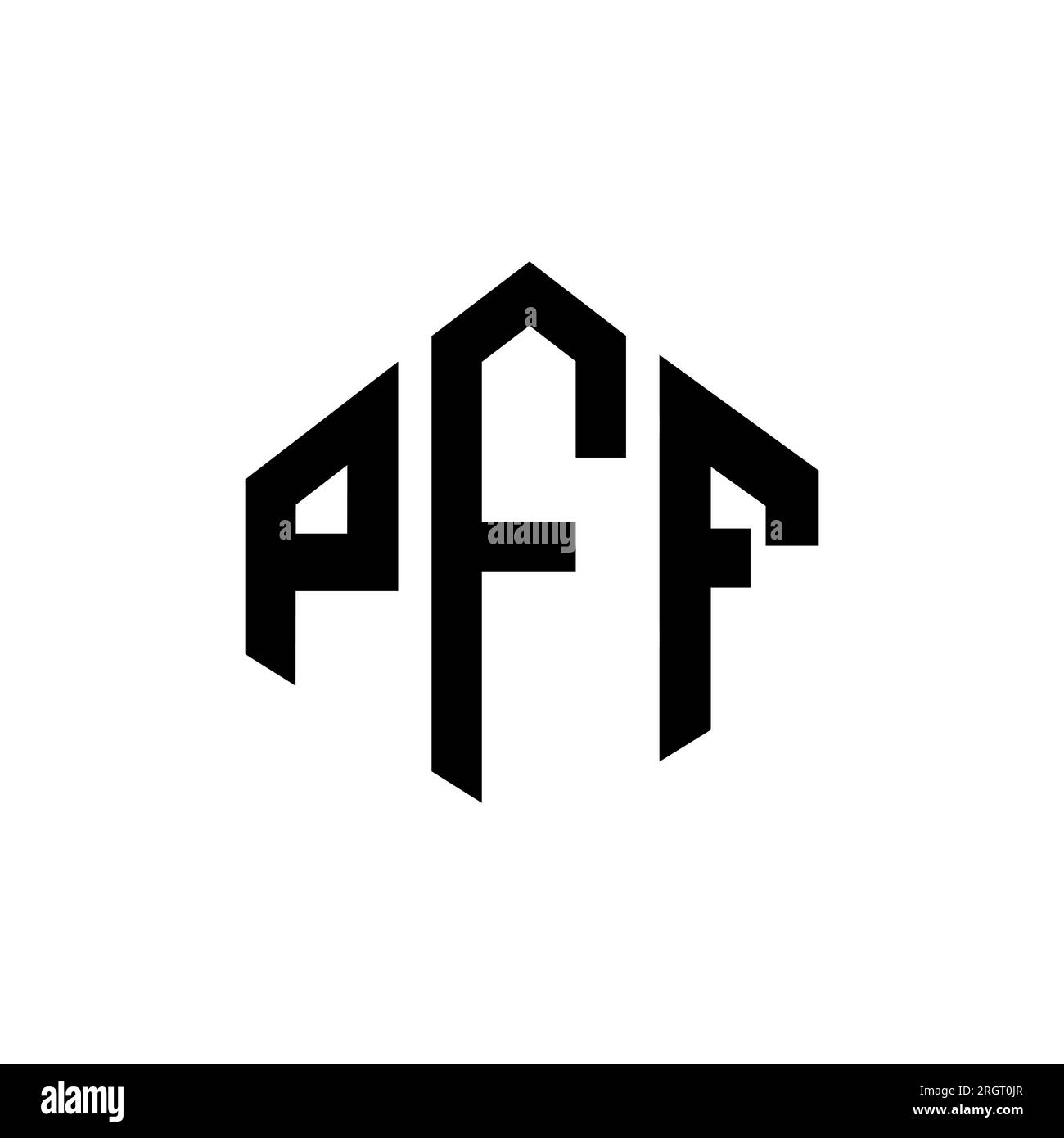 Logo en forme de lettre PFF avec forme de polygone. Polygone PFF et ...