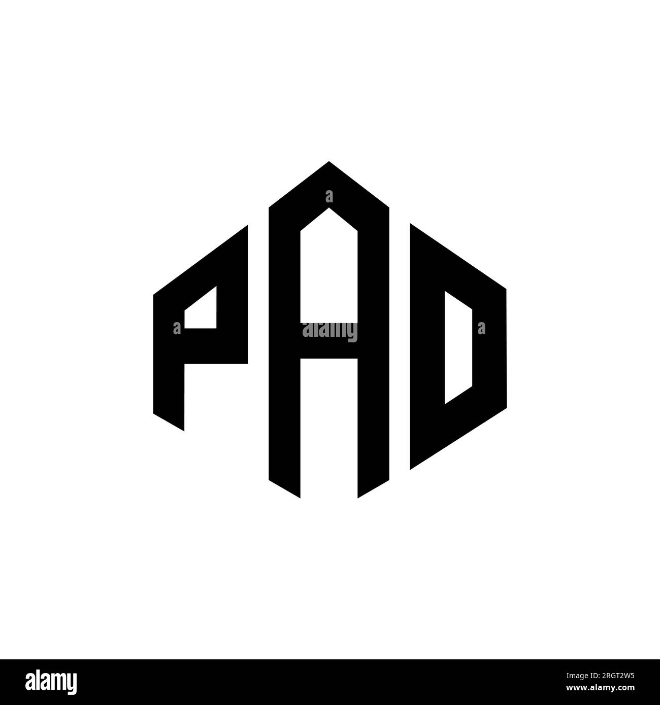 Logo de lettre PAO avec forme de polygone. Polygone PAO et logo en ...