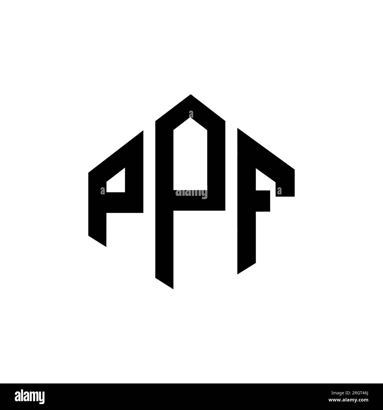 Logo de lettre PPF avec forme de polygone. Logo en forme de polygone et ...
