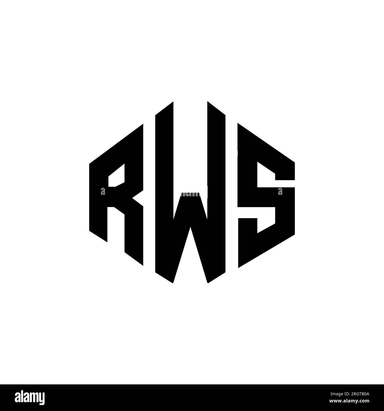 Logo de lettre RWS avec forme de polygone. Logo en forme de polygone et ...