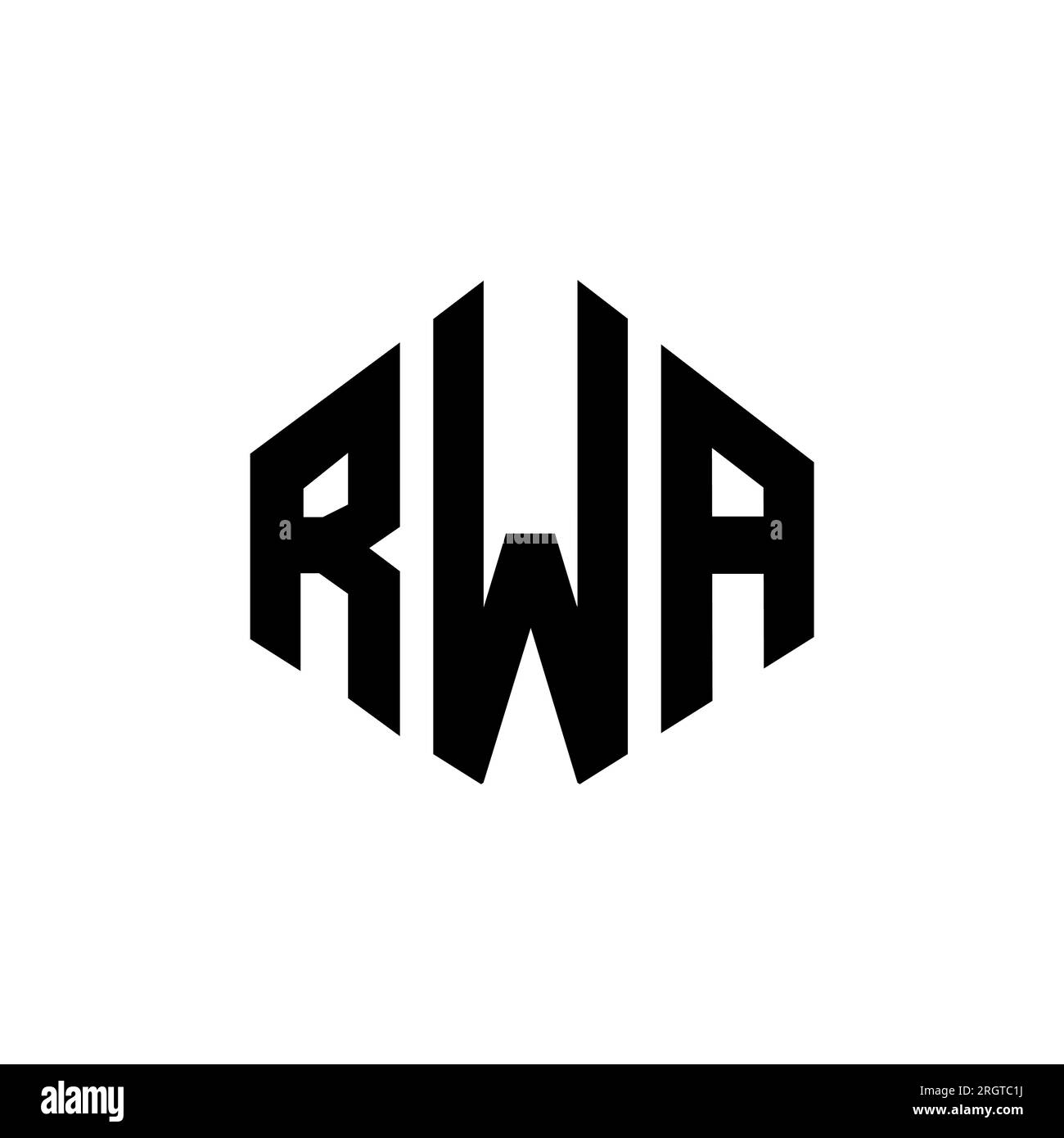 Logo de lettre RWA avec forme de polygone. Polygone RWA et logo en forme de cube. Modèle de logo ...