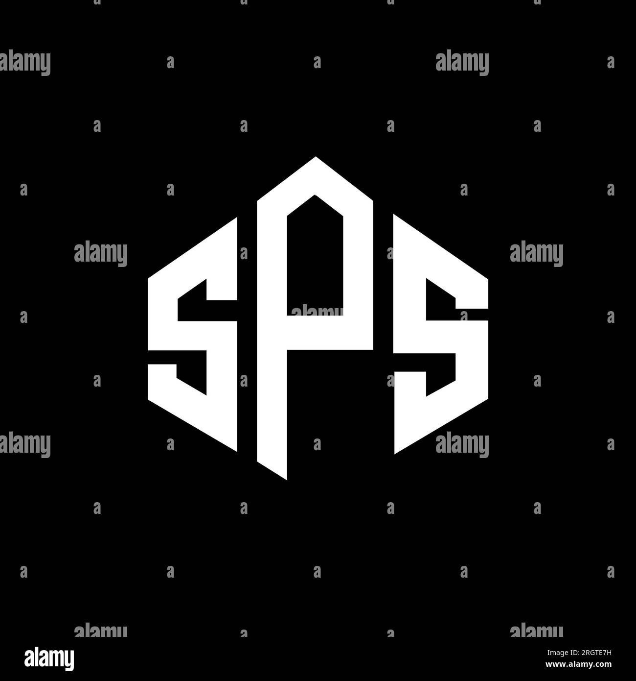 Logo de lettre SPS avec forme de polygone. Logo en forme de polygone et ...