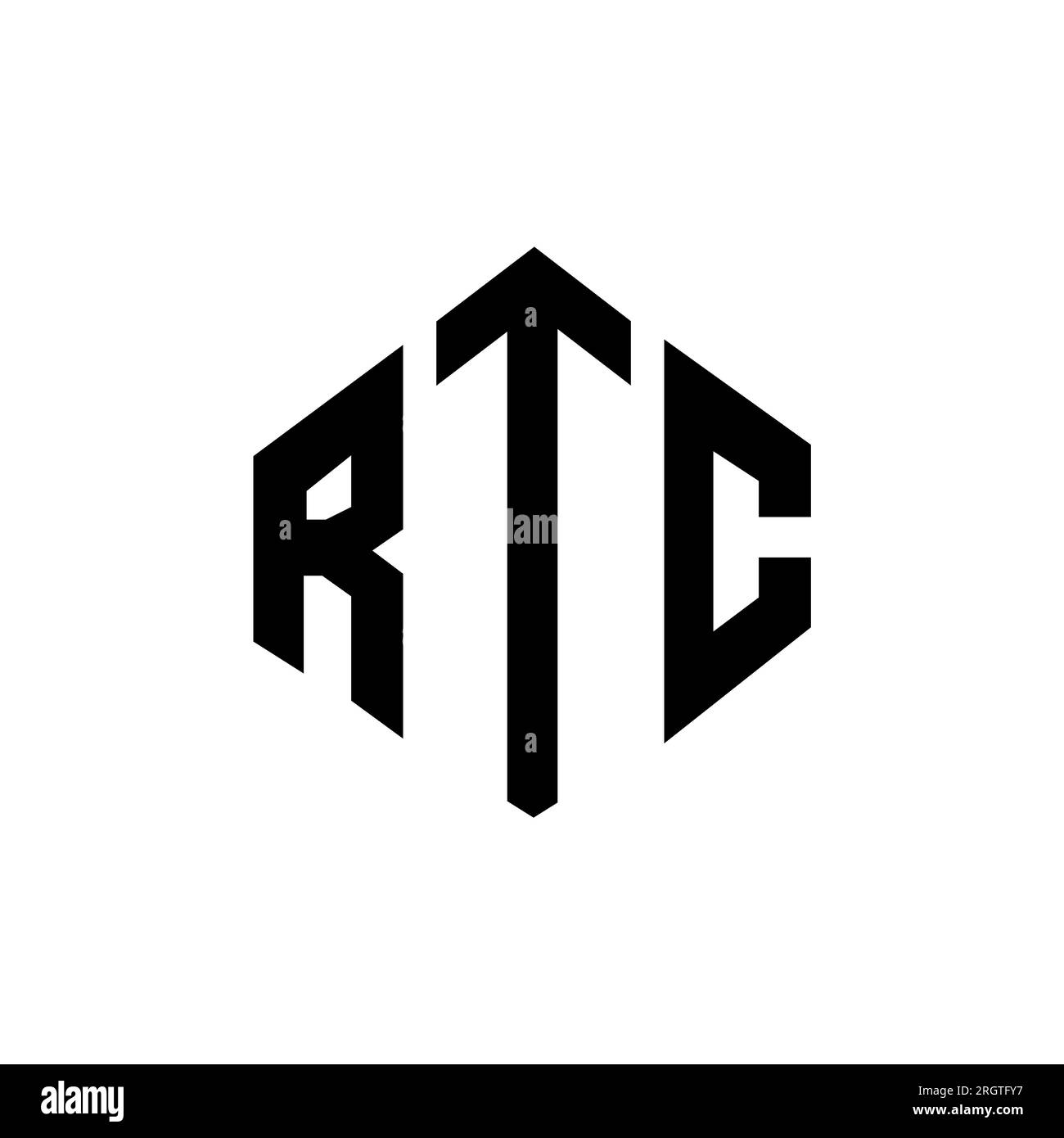 Logo de lettre RTC avec forme de polygone. Logo en forme de polygone et de cube RTC. Modèle de ...