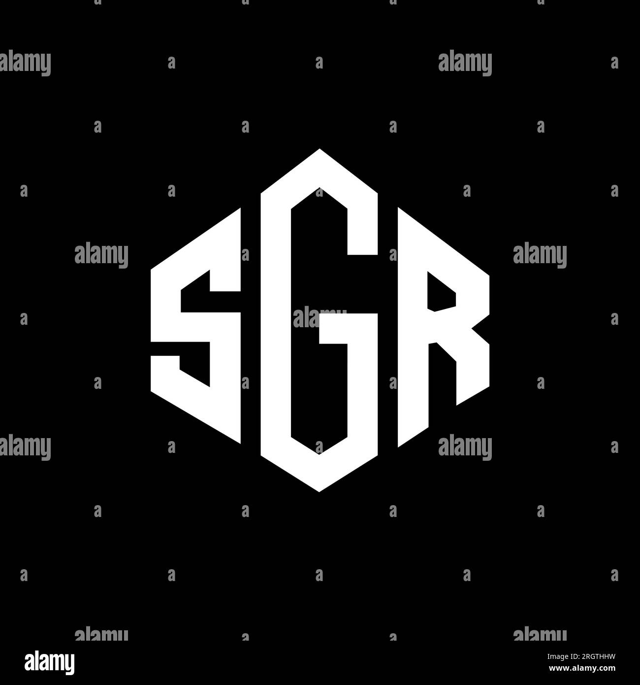 Logo de lettre SGR avec forme de polygone. Logo en forme de polygone et de cube SGR. Modèle de ...