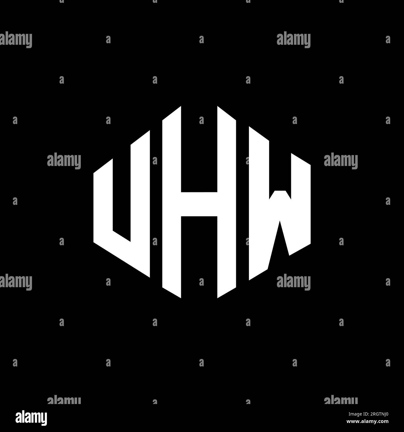 Conception de logo de lettre UHW avec forme de polygone. Conception de ...
