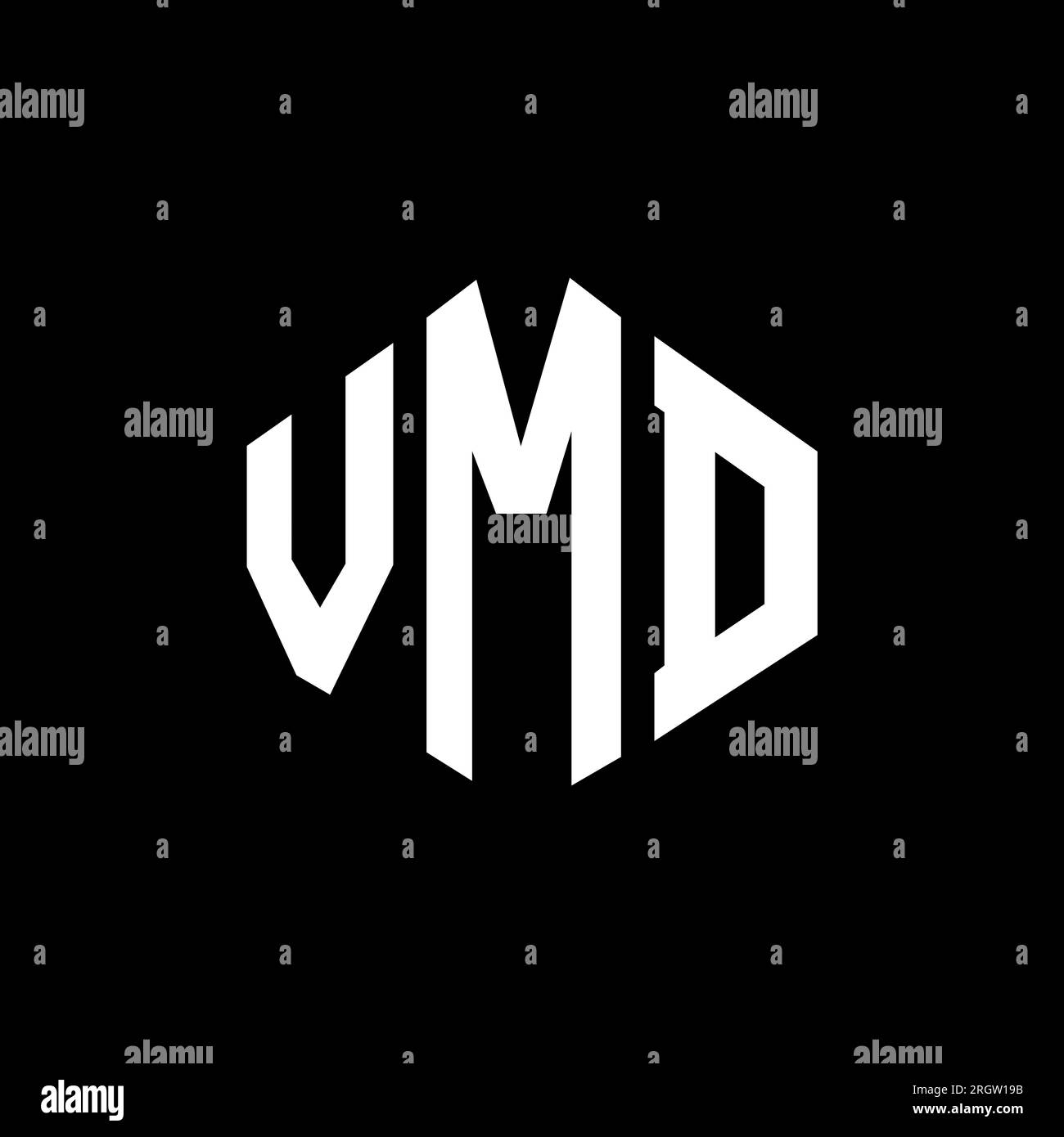 Logo de lettre VMD avec forme de polygone. Logo en forme de polygone et ...