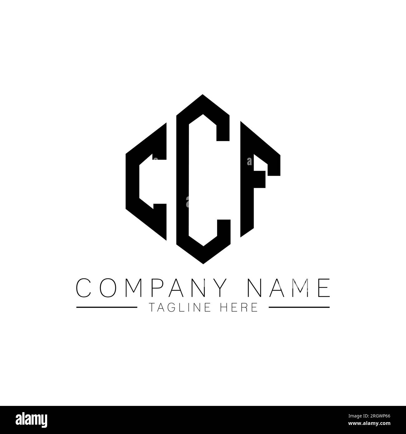 Logo de lettre CCF avec forme de polygone. Logo en forme de polygone et ...