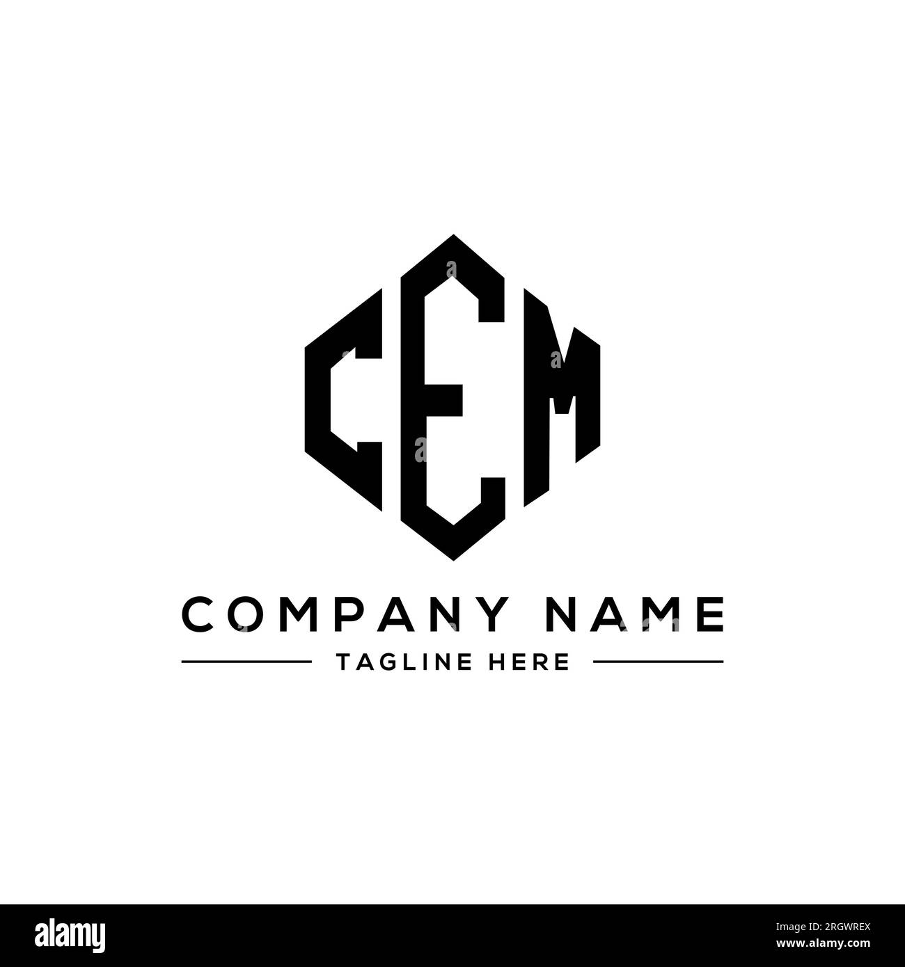 Logo de lettre CEM avec forme de polygone. Logo en forme de polygone ...