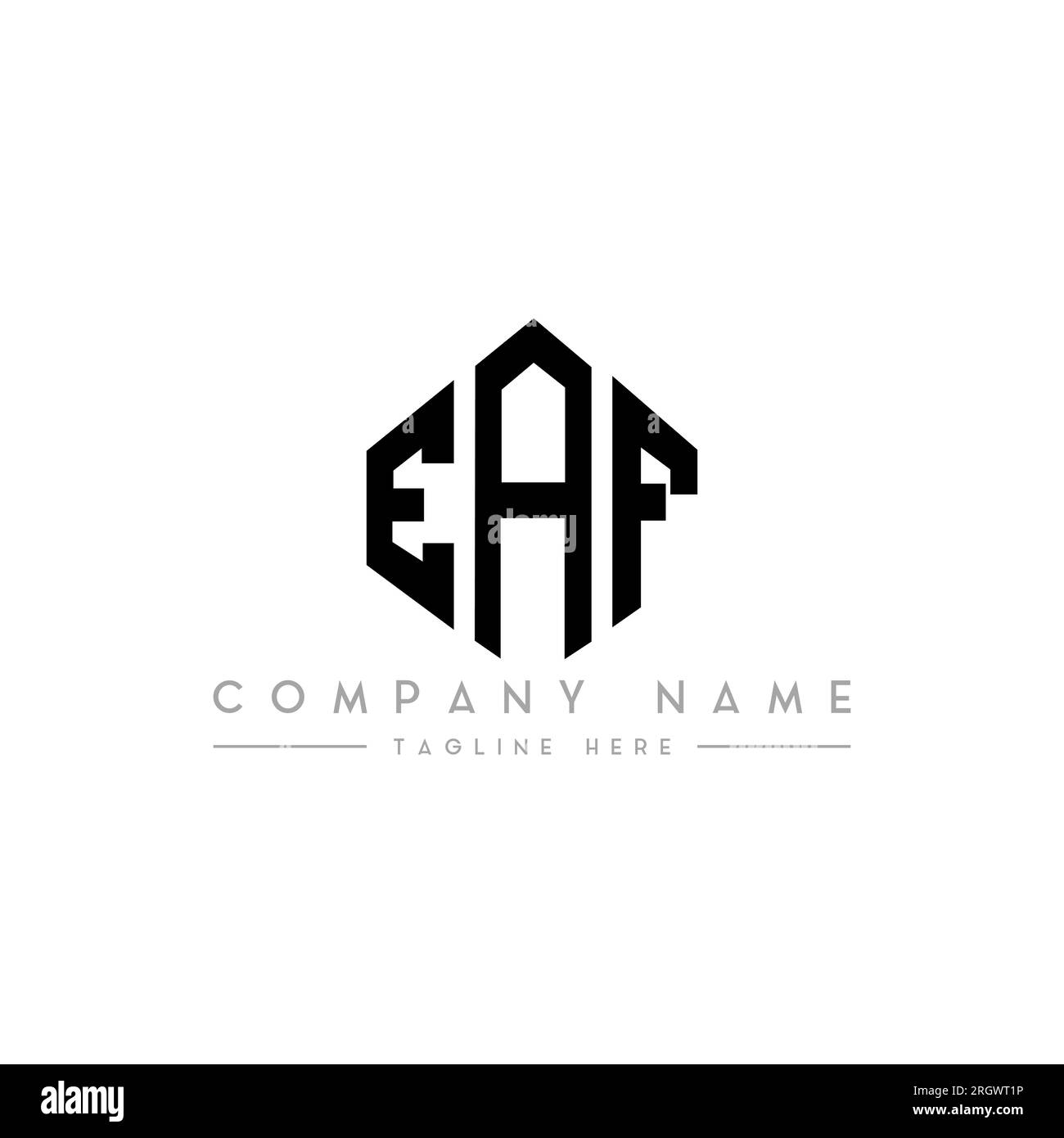 Logo de lettre EAF avec forme de polygone. Logo en forme de polygone et de cube EAF. Modèle de ...