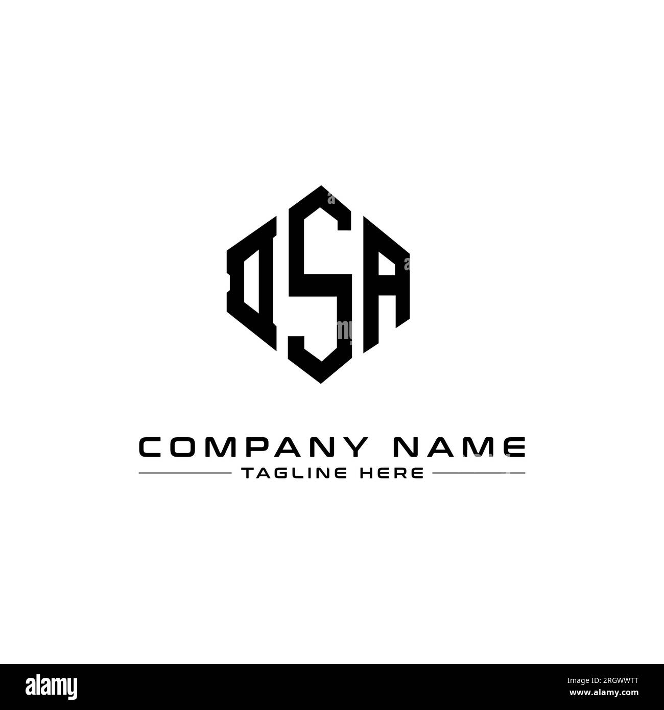 Logo de lettre DSA avec forme de polygone. Logo en forme de polygone et de cube DSA. Modèle de ...