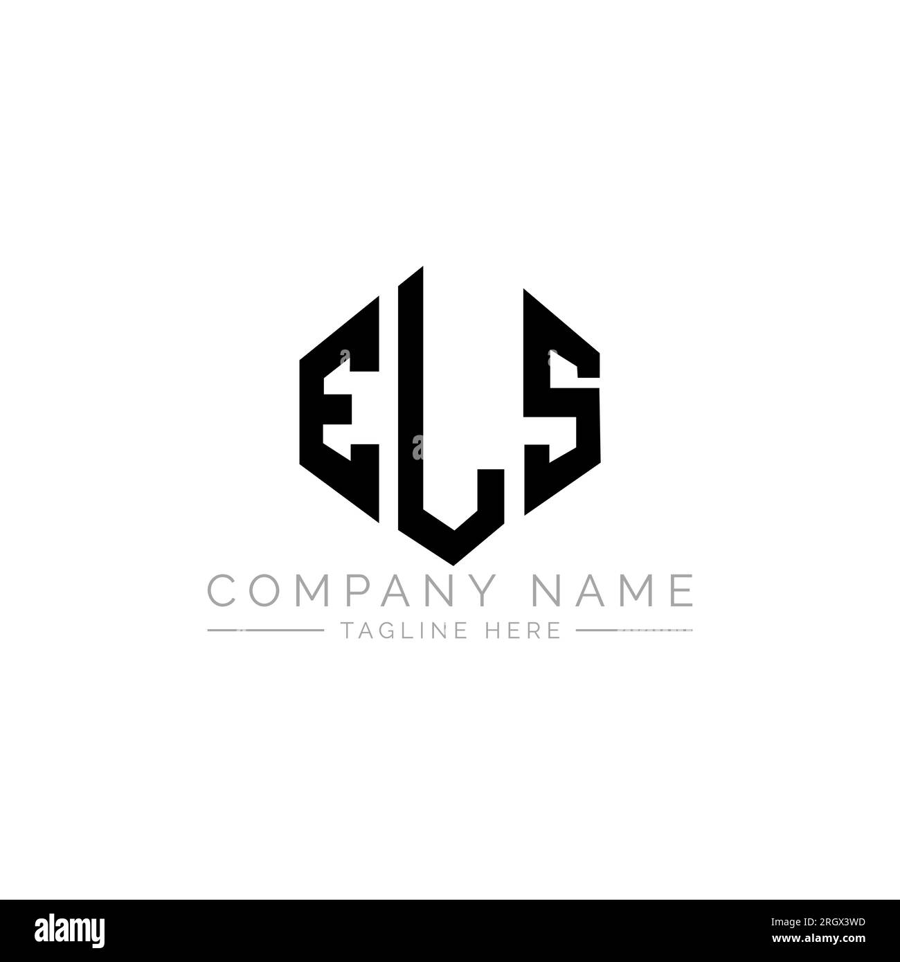 Logo de lettre ELS avec forme de polygone. Logo en forme de polygone et ...