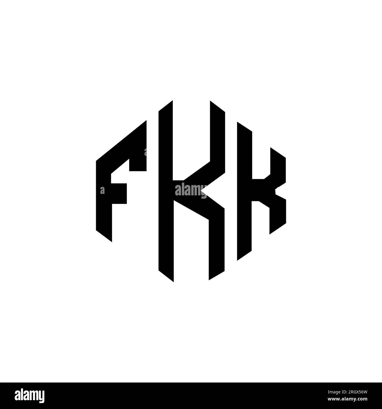Logo de lettre FKK avec forme de polygone. Logo en forme de polygone et de cube FKK. Modèle de ...