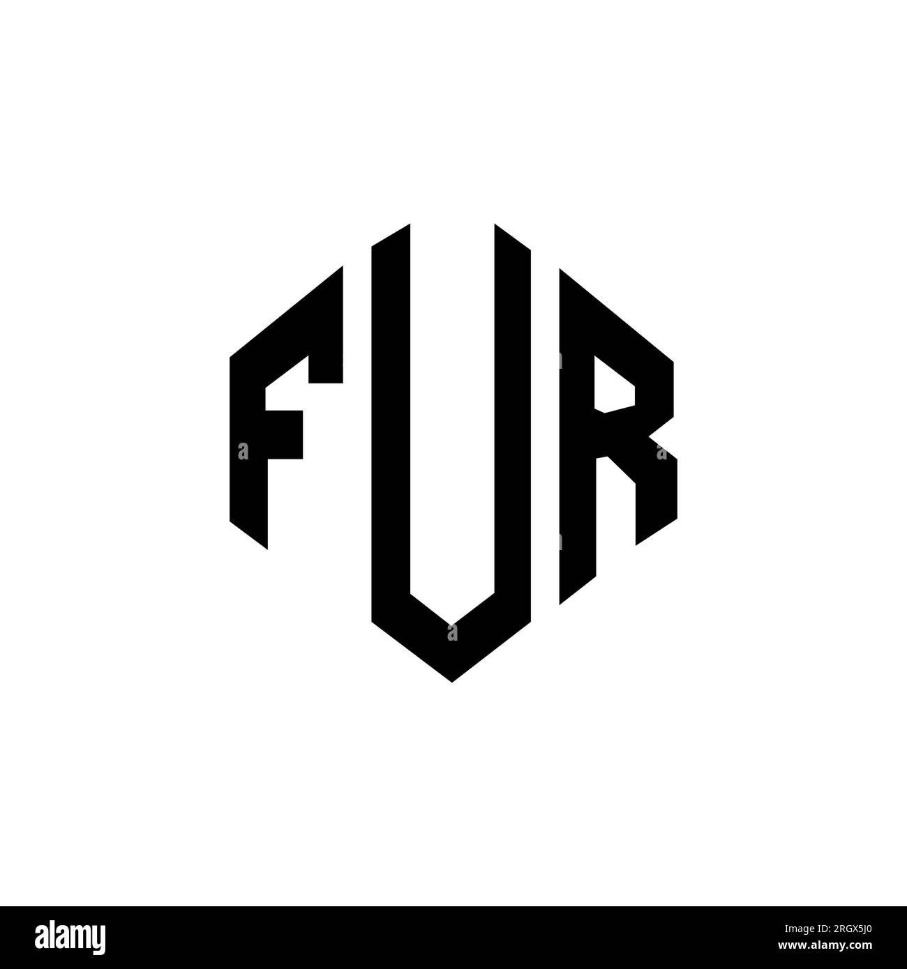 Logo de lettre de FOURRURE avec forme de polygone. Polygone de FOURRURE ...