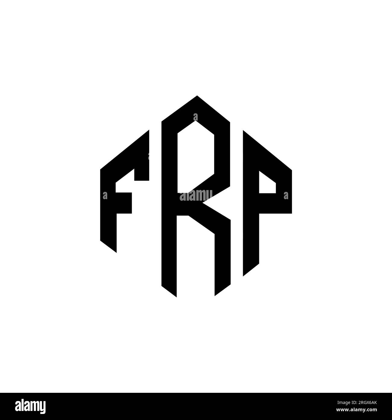 Logo de lettre FRP avec forme de polygone. Polygone FRP et logo en forme de cube. Modèle de logo ...