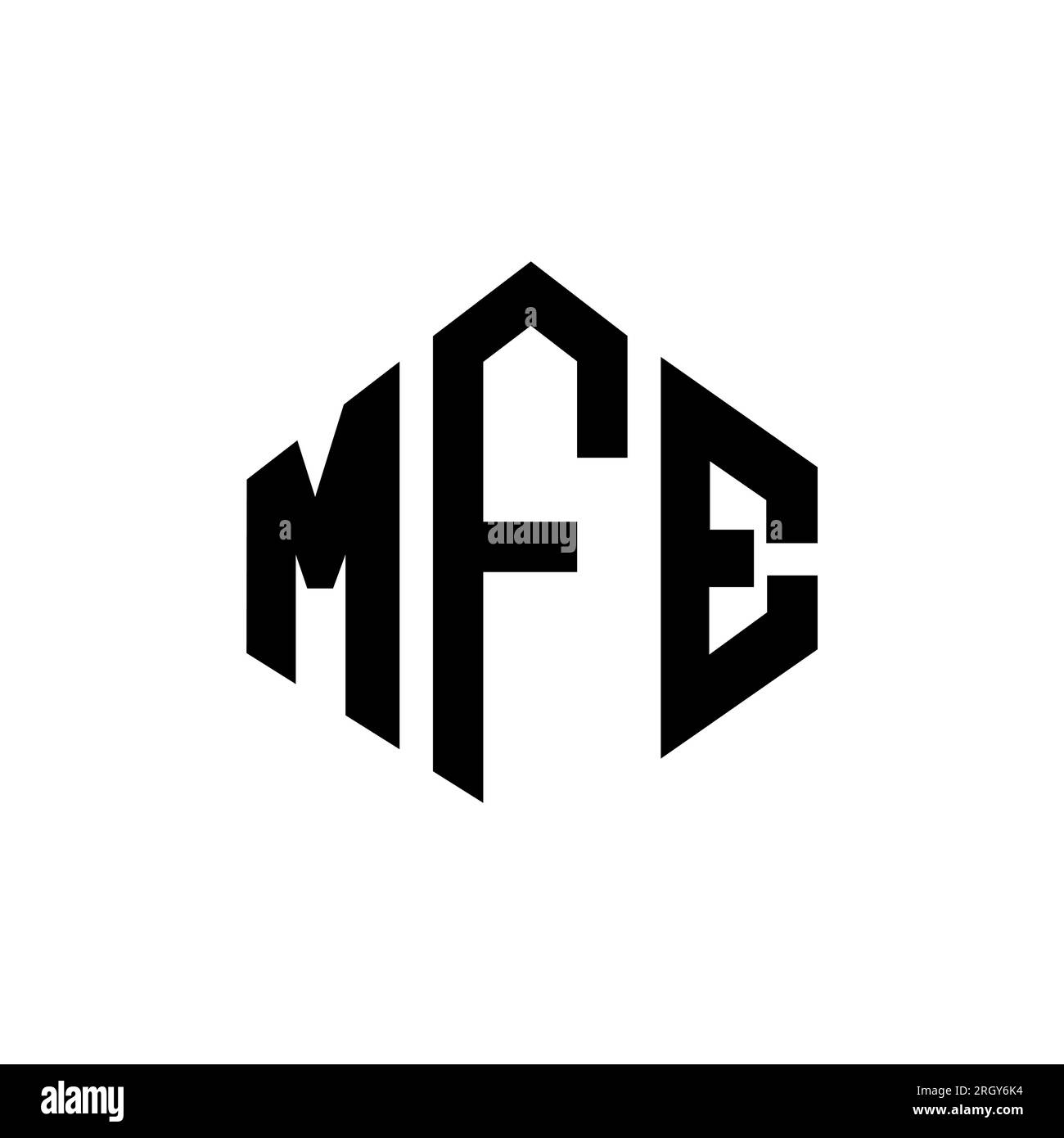 Logo de lettre MFE avec forme de polygone. Design de logo en forme de ...