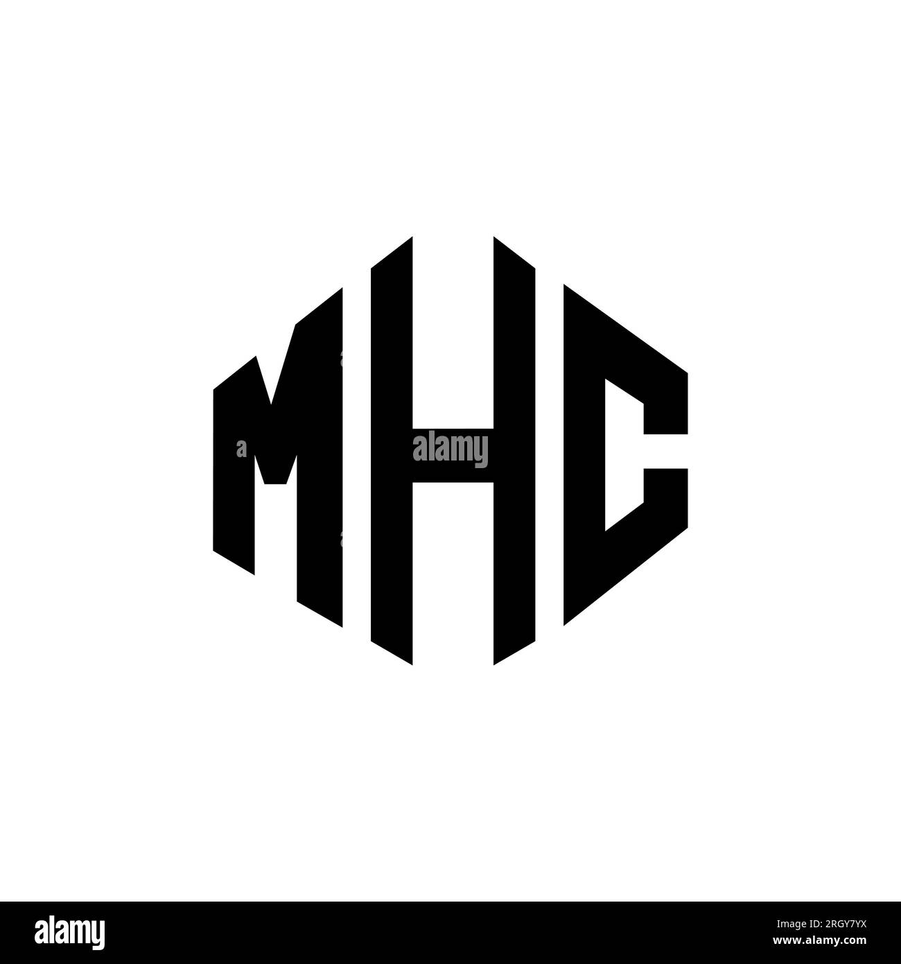 Logo de lettre MHC avec forme de polygone. Logo en forme de polygone et ...