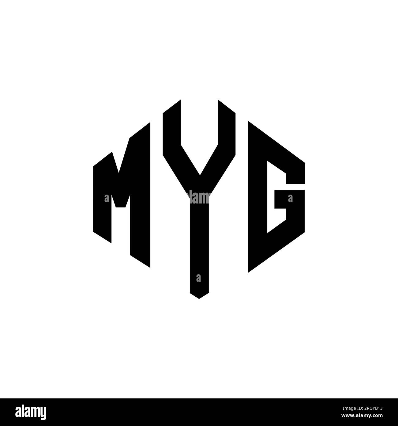 Logo de lettre MYG avec forme de polygone. Design de logo en forme de ...