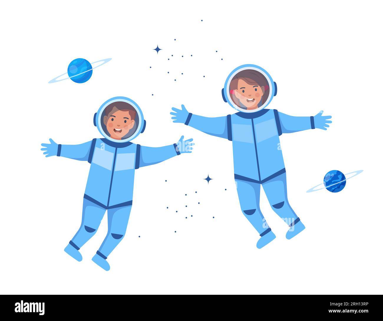 Astronaute Cartoon personnages dans Outer Space suit. Les enfants ...