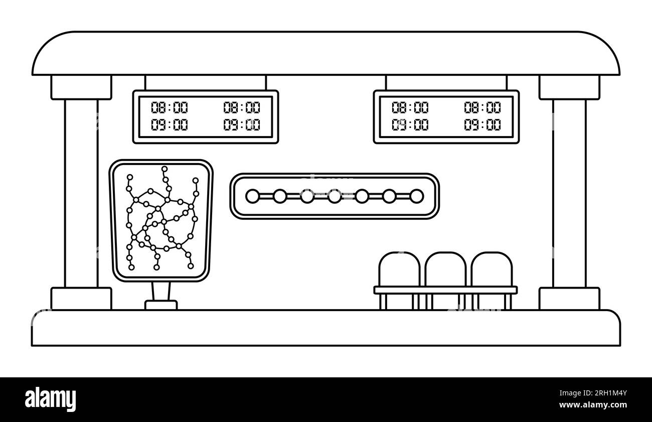 Icône de station de métro Vector noir et blanc. Arrêt souterrain de ...