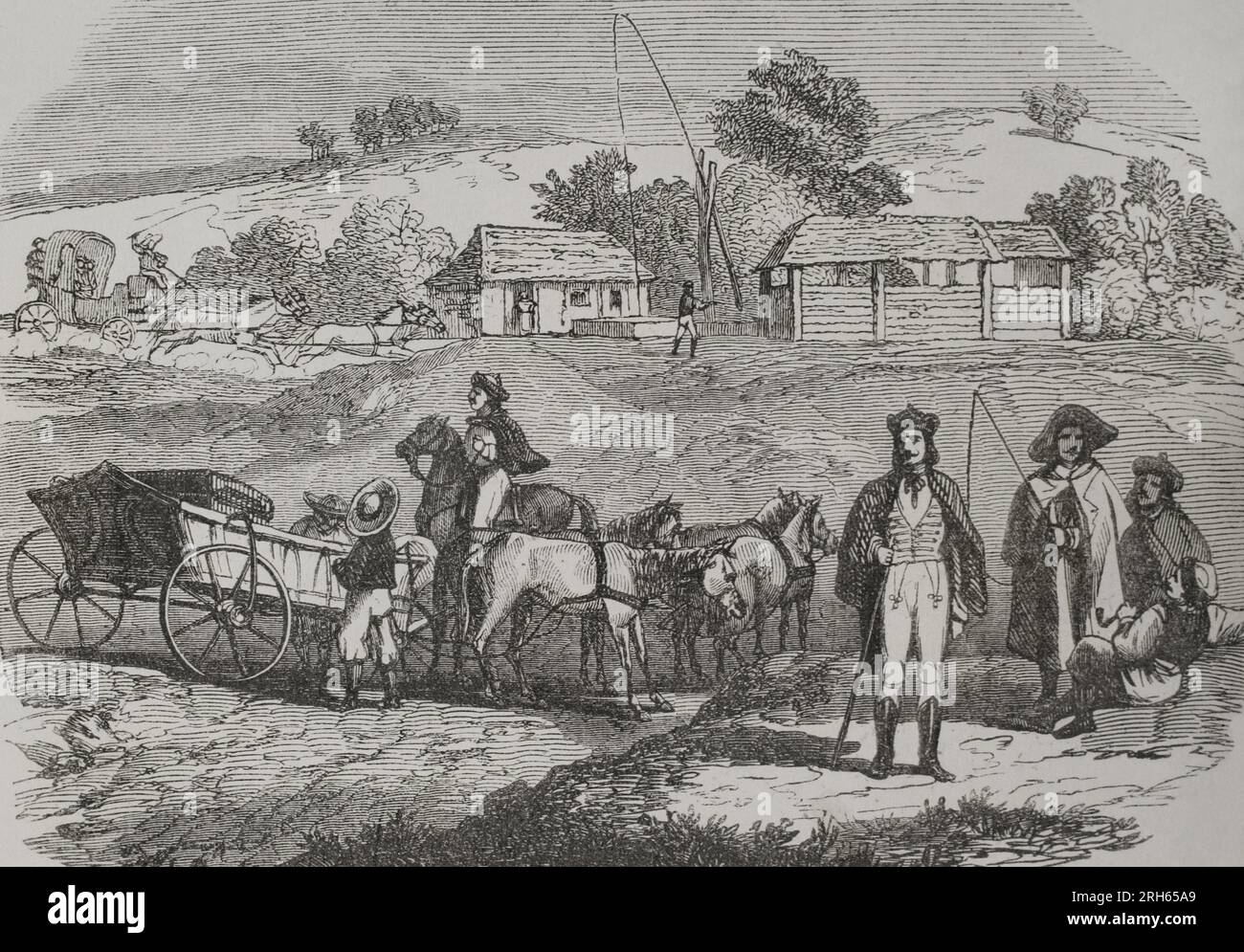 Une scène de la Croatie. Gravure par Trichon. 'Los Heroes y las ...