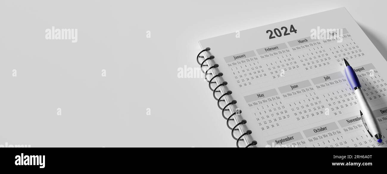 Calendrier de l'année civile 2024 avec note pour la liste des tâches ...