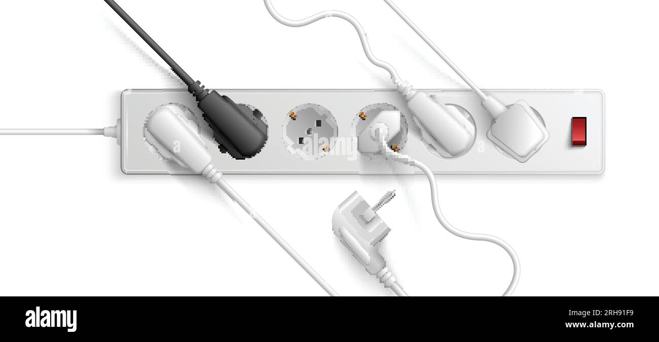 Rallonge électrique blanche de norme euro avec interrupteur marche ...